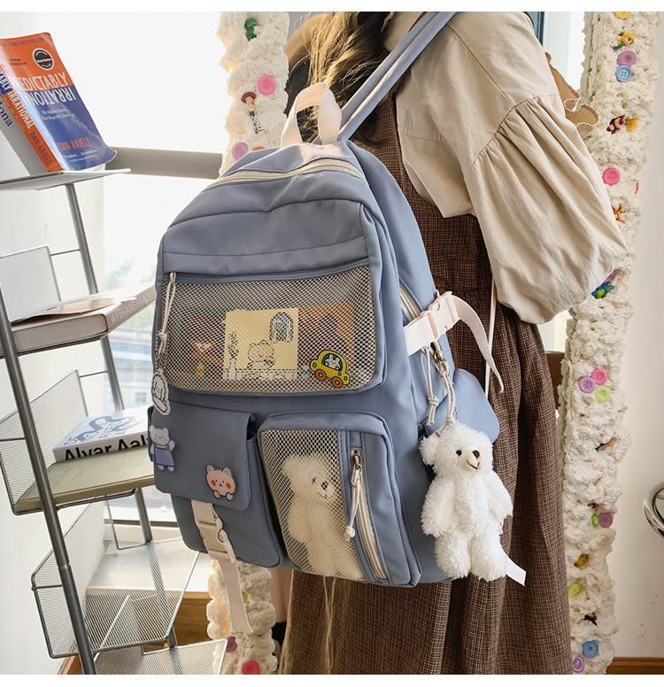 Dearsee Kawaii Backpack with Pins and Accessories, Cute Aesthetic Backpack Aesthetic