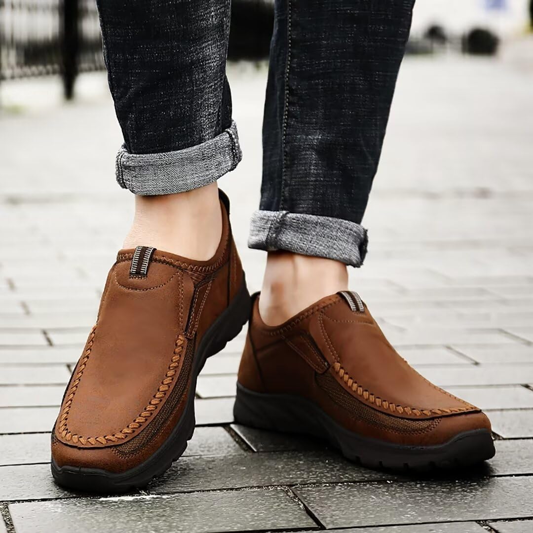 Men Casual Slip On Loafers, Mens Comfortable Moccasin Shoes for Walking and Driving, Soft Daily Sneaker, Mocasines para Hombre Light Brown