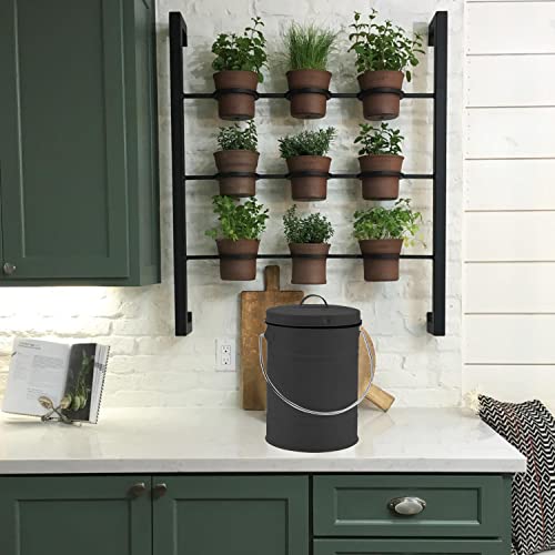 Compost Bin, LALASTAR Countertop Compost Bin with Lid, Kitchen Compost Container, Odorless Compost Bucket for Kitchen Food Waste with Carrying Handle, 1 Gallon, Black