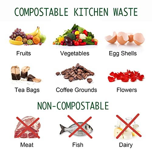 Compost Bin, LALASTAR Countertop Compost Bin with Lid, Kitchen Compost Container, Odorless Compost Bucket for Kitchen Food Waste with Carrying Handle, 1 Gallon, Black