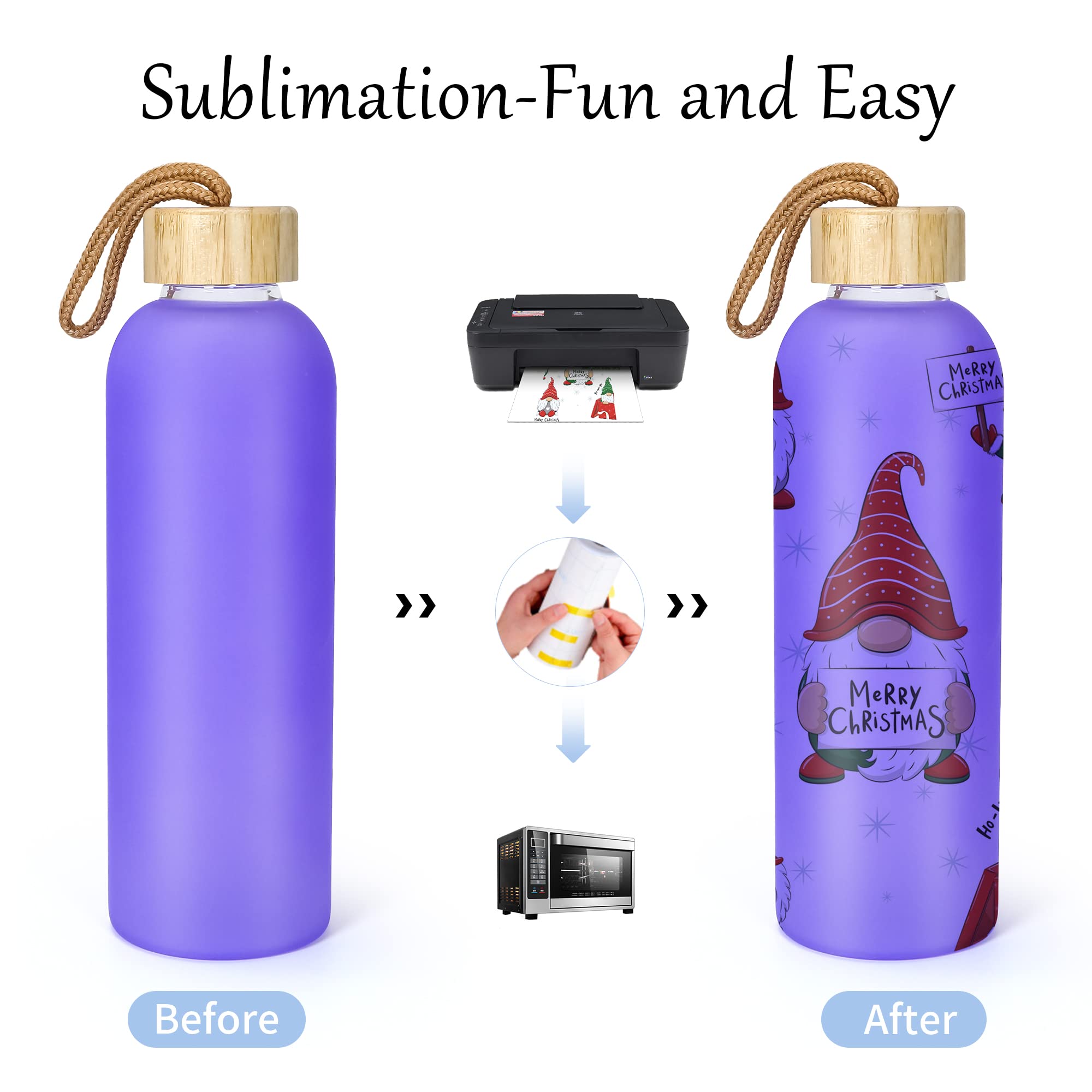 AGH 6 Pack Sublimation Glass Blanks With Bamboo Lid, 26 oz Rose Red Sublimation Cups, 750 ml Sublimation Beer Can Glass, Sublimation Straight Tumblers Watter Bottle for Juice, Soda, Drinks. Diy GIft