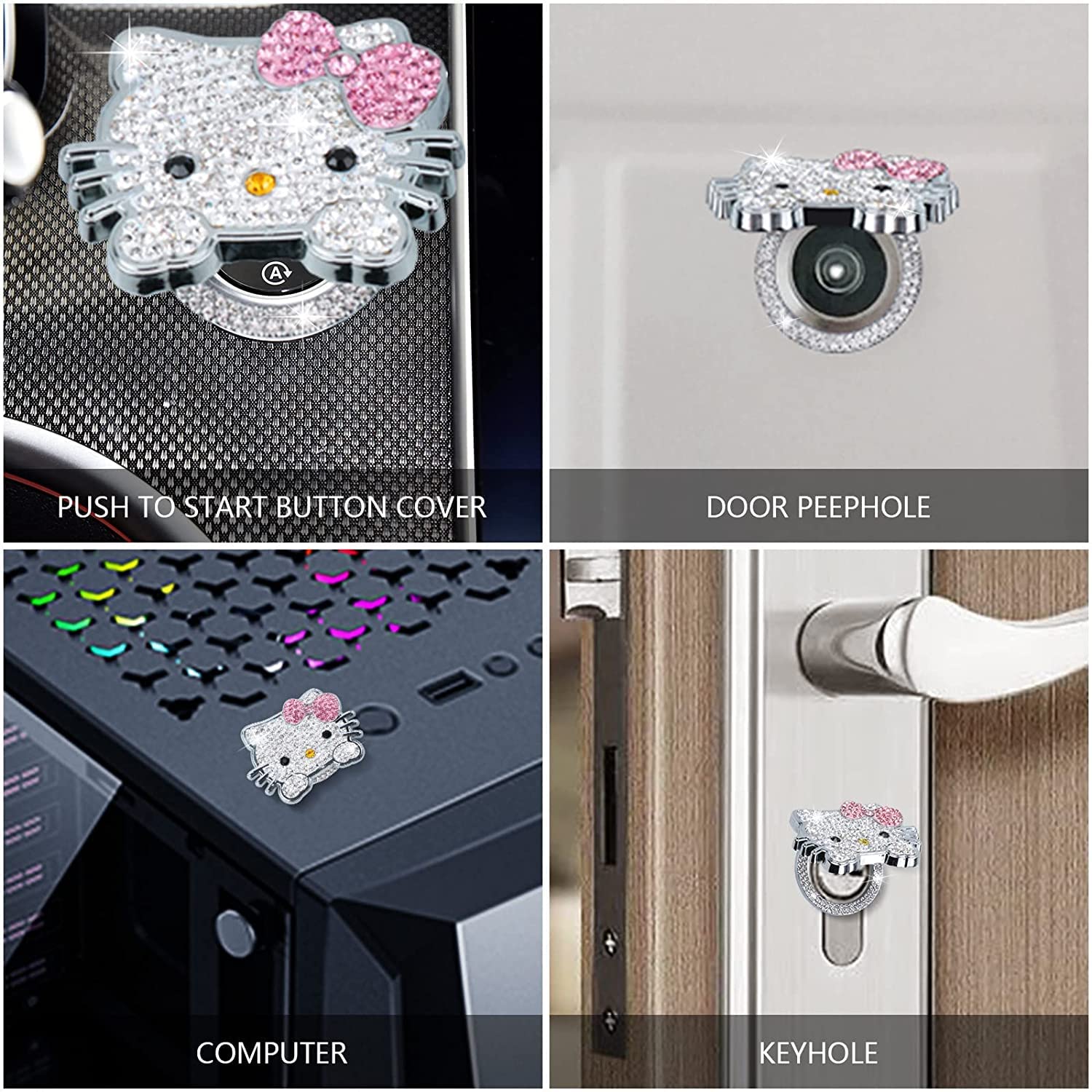 Bling Car Push to Start Button Cover Accessories, Crystal Rhinestone Car Engine Start Stop Button Cover, Auto Ignition Switch Cover, Cute Car Accessories for Women Decoration Interior Sticker