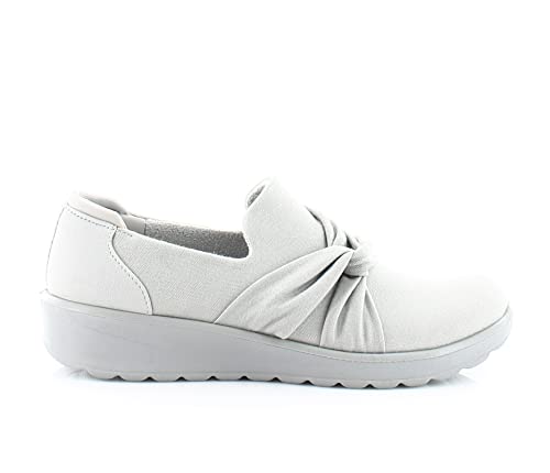 BZees Women's Glimmer Slip-Ons Loafer, Silver Smoke Shimmer, 9 Wide