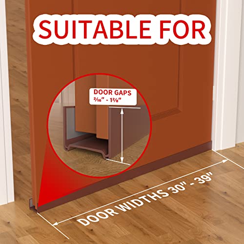 Door Draft Stopper, Cuttable Under Door Seal, Strong Adhesive Draft Stopper for Bottom of Door for Exterior/Interior Doors 39” Length (Brown)