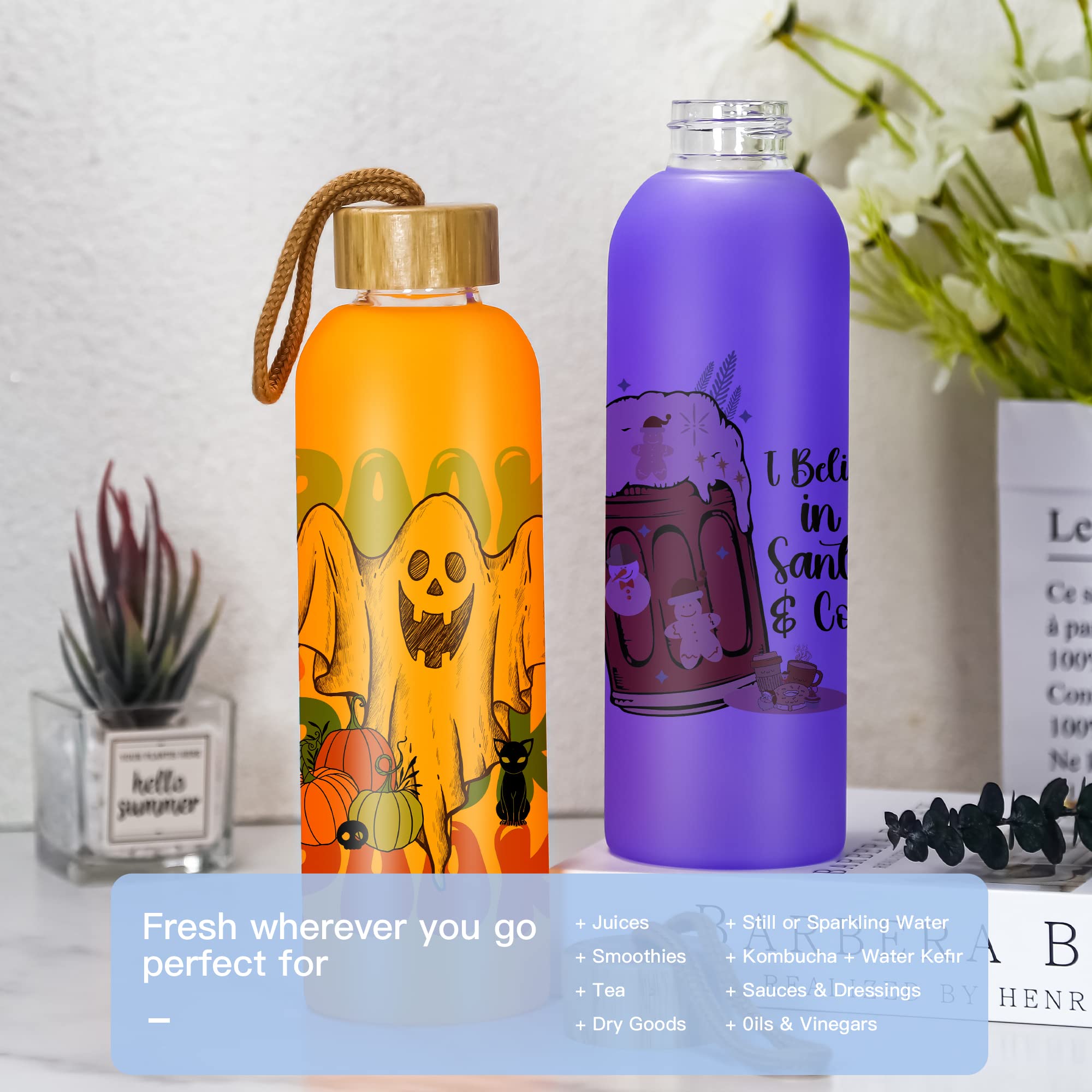 AGH 6 Pack Sublimation Glass Blanks With Bamboo Lid, 26 oz Rose Red Sublimation Cups, 750 ml Sublimation Beer Can Glass, Sublimation Straight Tumblers Watter Bottle for Juice, Soda, Drinks. Diy GIft