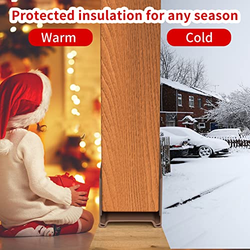 Door Draft Stopper, Cuttable Under Door Seal, Strong Adhesive Draft Stopper for Bottom of Door for Exterior/Interior Doors 39” Length (Brown)