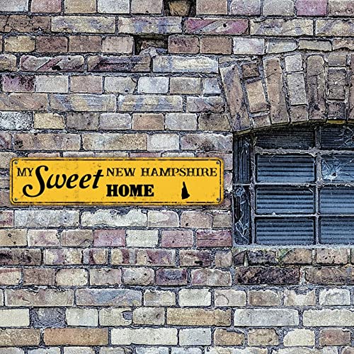 My Sweet Home New Hampshire Metal Sign Farmhouse State Map Silhouette Solid Yellow Garden Yard Decor UV Protected Metal Wall Decor Ready to Hang for Garage Office Restaurants Rectangle 4x18in