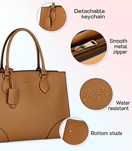 Missnine Laptop Bag 15.6 inch Work Bags for Women Professional Laptop Tote PU Leather Computer Briefcase for Office Business