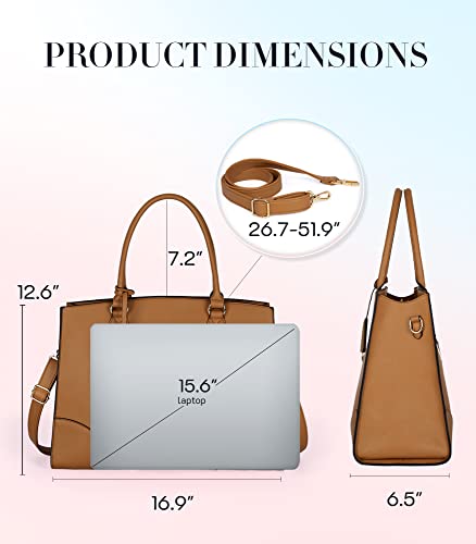 Missnine Laptop Bag 15.6 inch Work Bags for Women Professional Laptop Tote PU Leather Computer Briefcase for Office Business
