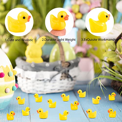 KUUQA 70 Pieces Tiny Ducks Mini Resin Ducks Miniature Duck Figures Ornament for Craft, Dollhouse, Slime, Home Decorations（Yellow）