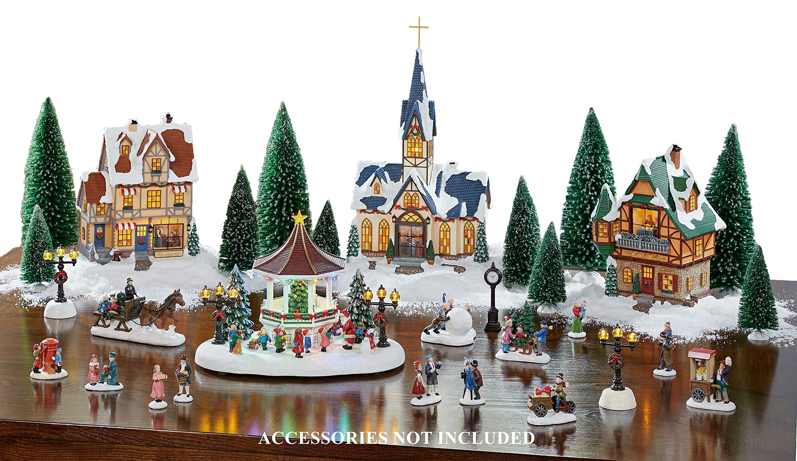 MOMENTS IN TIME Christmas Village 30 pc Set, with LED Lights, Battery Operated (not Included)