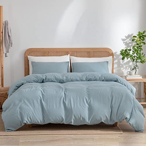 Blue King Duvet Cover King Size Duvet Cover Set for All Seasons, 100% Washed Microfiber 3 Pcs Home Duvet Covers King Size with Zipper Closure & Corner Ties, 1 Duvet Cover & 2 Pillowcases (Blue, King)