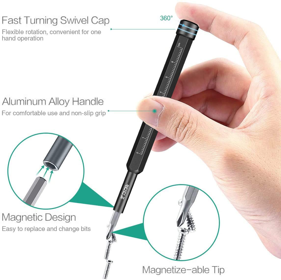 Precision Screwdriver Set 46 in 1 Electronic Repair Kit Small Magnetic Bits with Phillips Slotted Torx Hex Pentalobe for iPhone Tablet Laptop Game Console