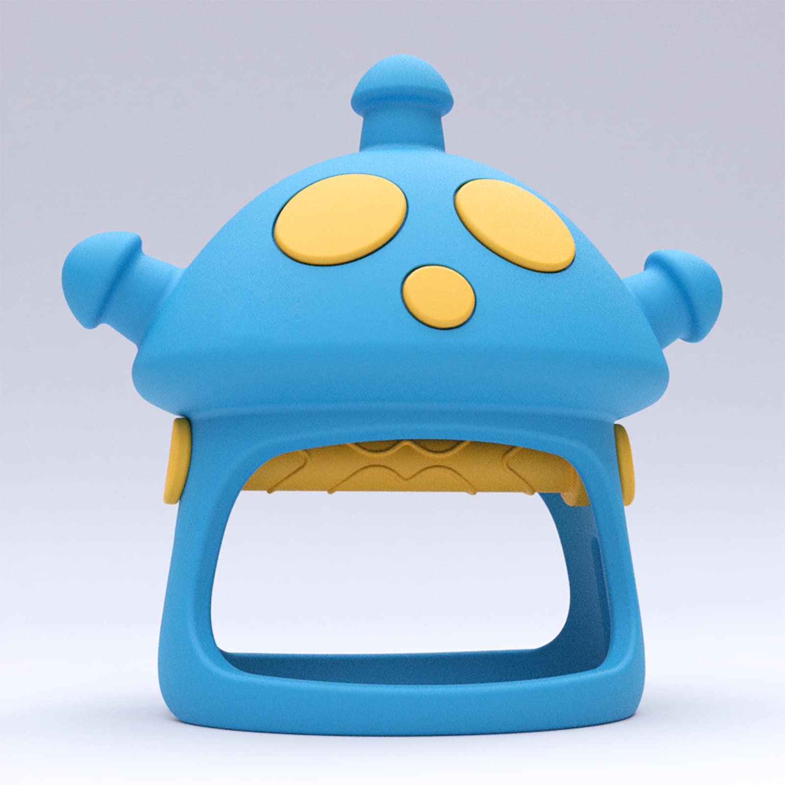 MUAECH Aliens Teething Toys for Babies 3-6 Months, Anti-Drop Silicone Baby Chew Toys for Sucking Needs, Baby Mitten Teether for Soothing Teething Pain Relief, BPA Free-Blue