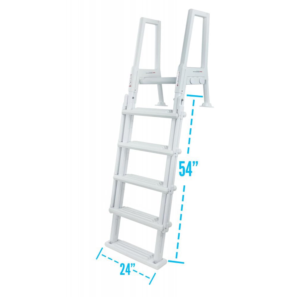 Aqua Select Everest in Pool Step and Outside Flip Up Ladder System | White | for Above Ground Swimming Pools | Wide Steps for Added Stability | Safety Stairs Capacity Up to 350 lbs