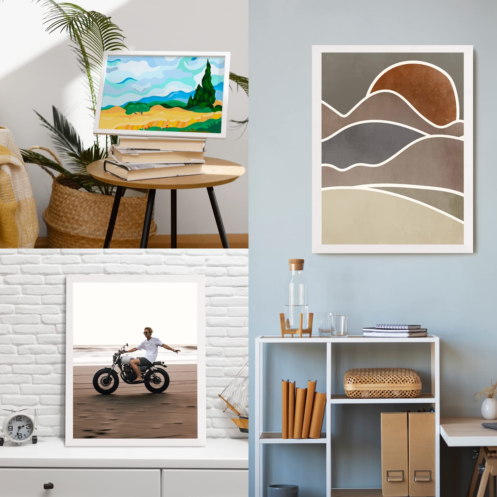WEARTER 16x20 Poster Frames 2 Pack White 20 x 16 Picture Frame Solid Wood Frames 16 by 20 Photo Frames for Wall Mounted Frames Hanging Vertical and Horizontal