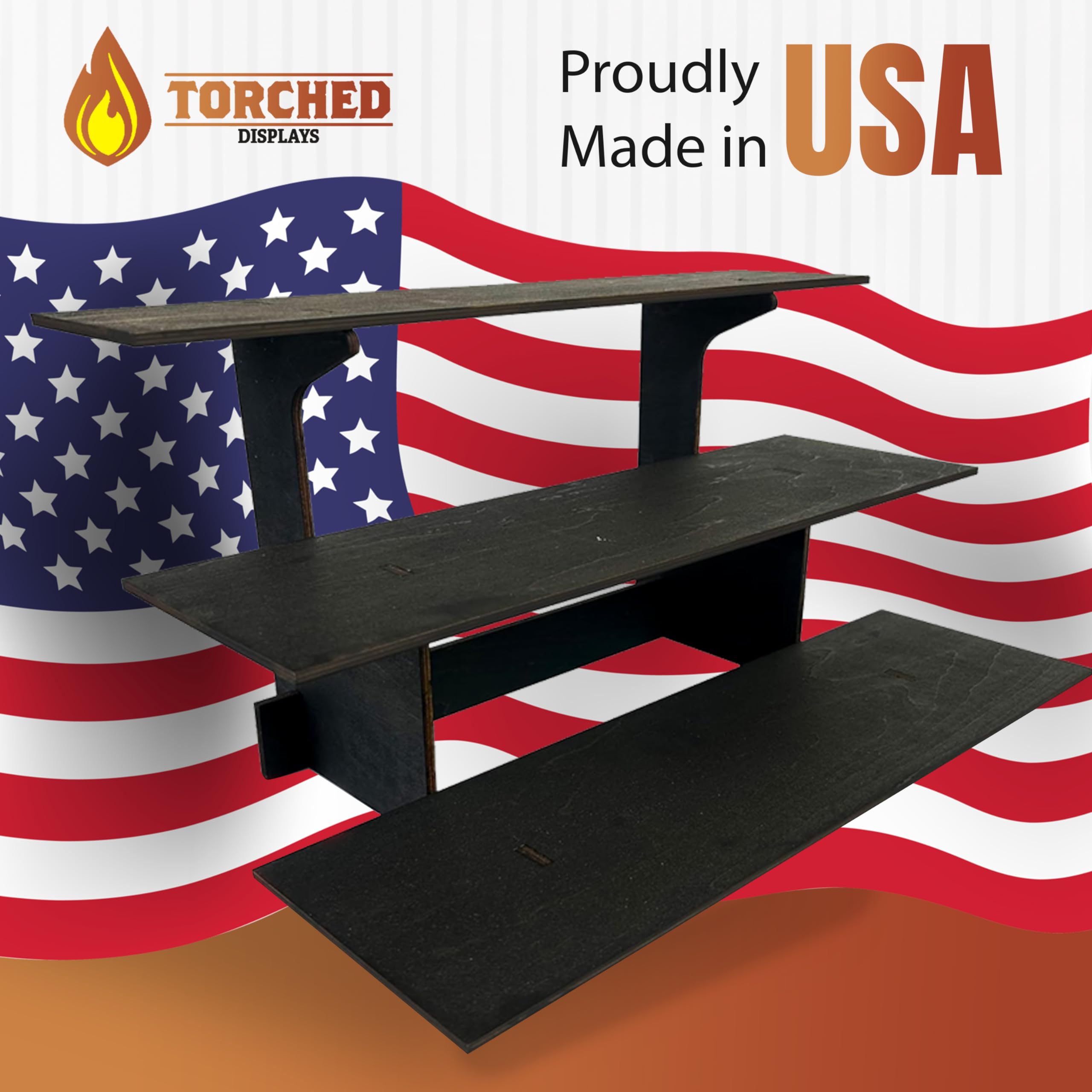 3-Tier Straight Retail Table Display Stand with Shelves | 3 Step Straight Display Rack for Counter Top, Craft Shows, Farmers Market, Trade Shows, Pop ups, Soap Display, Candles, Tumblers, Cups