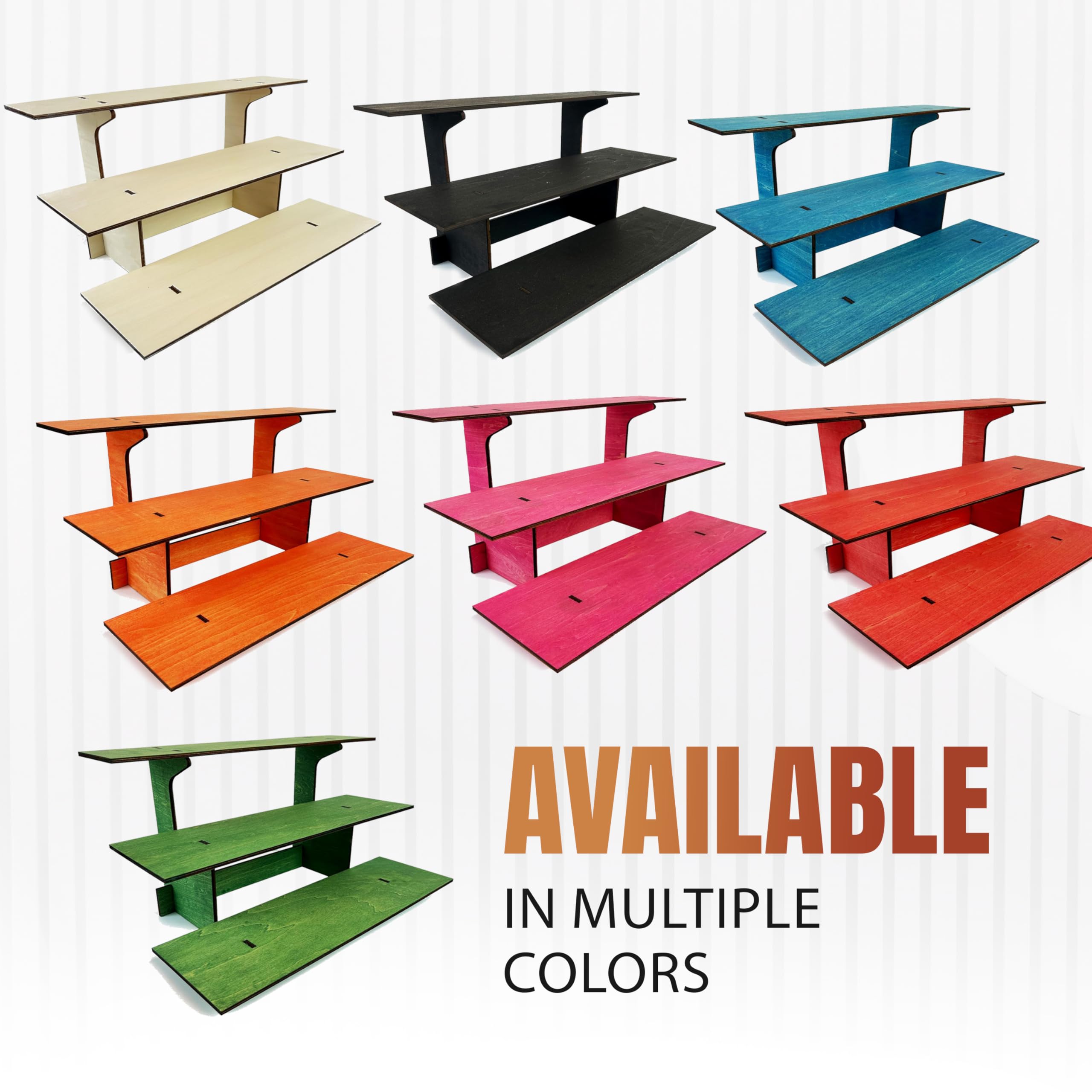 3-Tier Straight Retail Table Display Stand with Shelves | 3 Step Straight Display Rack for Counter Top, Craft Shows, Farmers Market, Trade Shows, Pop ups, Soap Display, Candles, Tumblers, Cups