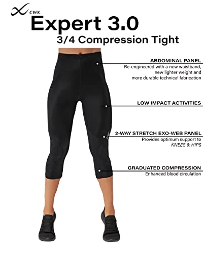 CW-X Women's Expert 3.0 Joint Support Compression Capri Tight, Black, Small