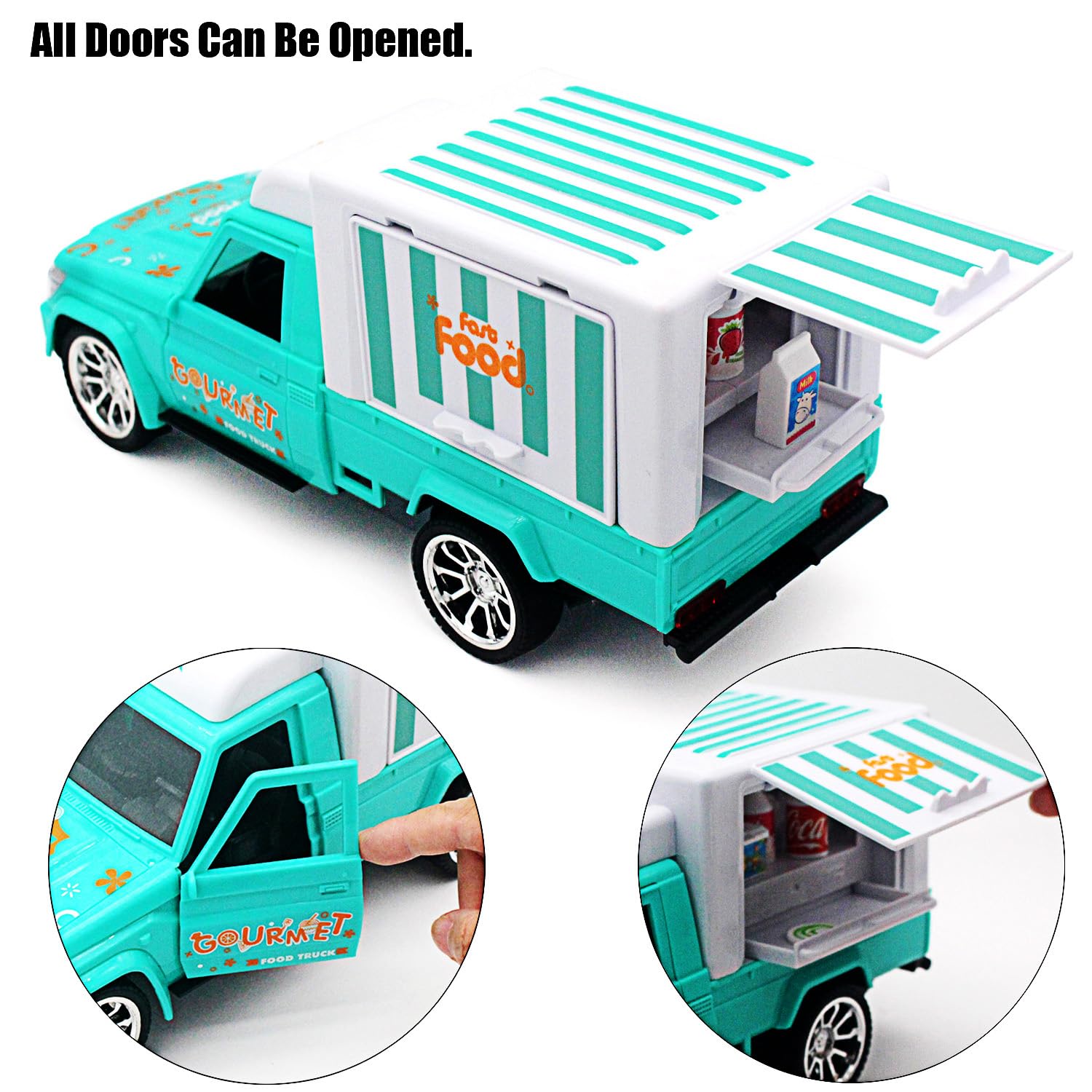 Tipmant Large Size RC Food Truck Remote Control Vehicle Electric Car Toy 4 Channels Light Sound Kids Birthday (Green)