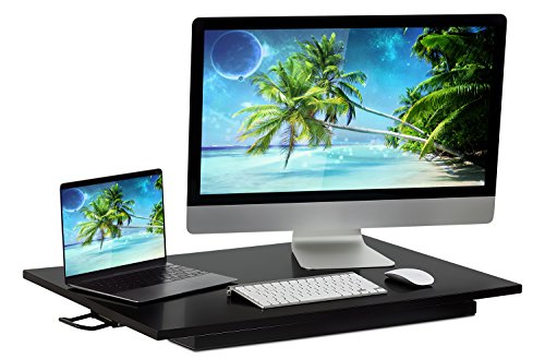 Mount-It! Standing Desk Converter, Height Adjustable Sit Stand Desk, 32x22 Inch Preassembled Stand Up Desk Converter, Ultra Low Profile Design, Black