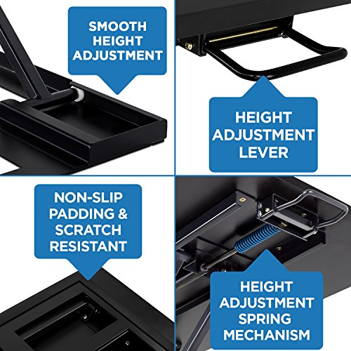 Mount-It! Standing Desk Converter, Height Adjustable Sit Stand Desk, 32x22 Inch Preassembled Stand Up Desk Converter, Ultra Low Profile Design, Black