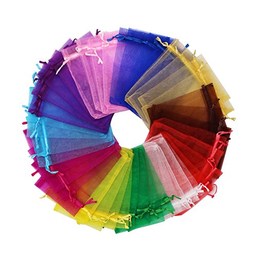SumDirect 110Pcs 4x6 inches Mixed Color Sheer Drawstring Organza Jewelry Pouches Wedding Party Christmas Favor Gift Bags