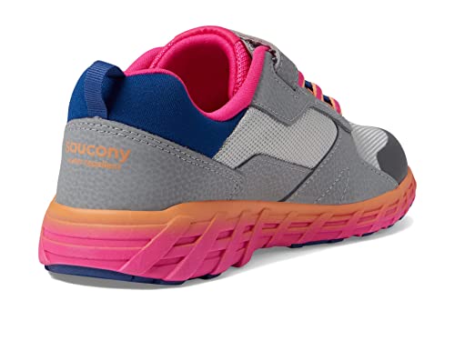 Saucony Wind Shield A/C Sneaker, Grey/Pink/Navy, 1.5 US Unisex Big Kid