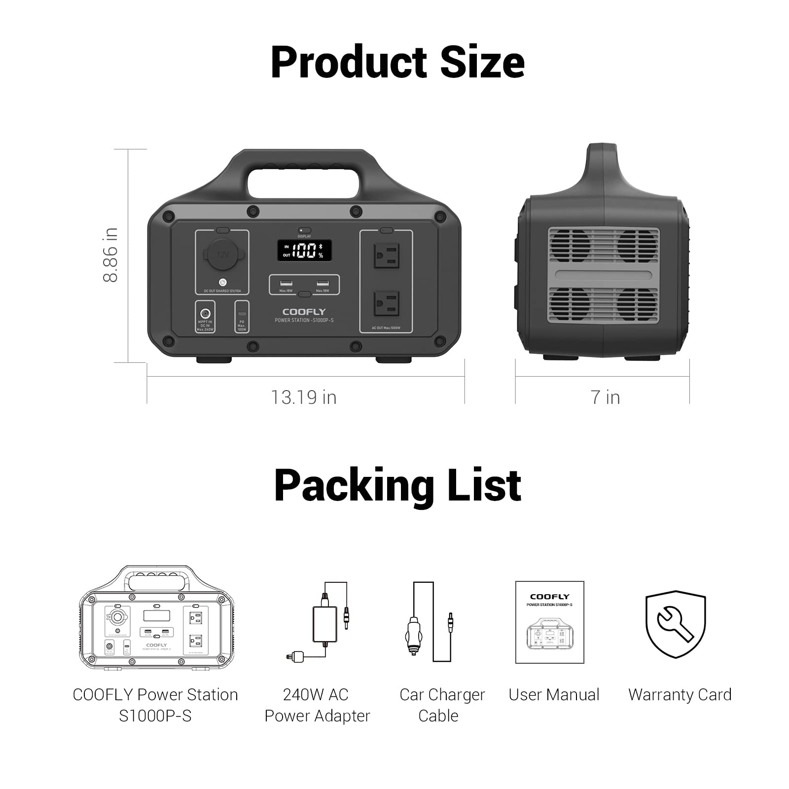 Portable Power Station,1021Wh Backup Lithium Battery with 2x110V AC Outlets,PD 100W Fast Charging Solar Generator (Solar Panel Optional) for Outdoors Camping Travel Hunting Blackout