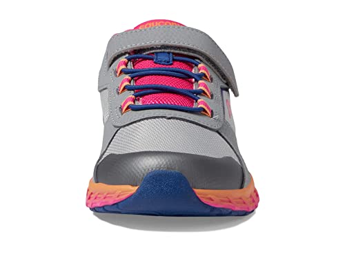 Saucony Wind Shield A/C Sneaker, Grey/Pink/Navy, 1.5 US Unisex Big Kid