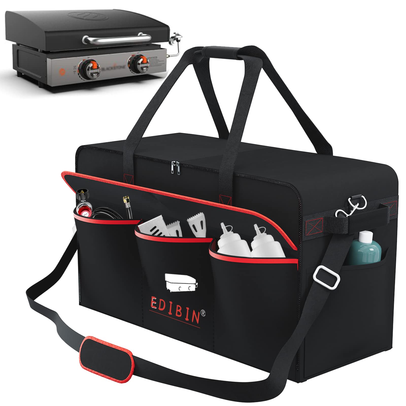 EDIBIN 22 Inch Griddle Carry Bag Fits for Blackstone 1813 22 inch Tabletop Griddle with Hood Lid,Exclusively Fits for Blackstone Tabletop Griddle 22 inch with hood Carry Bag,600D Polyester Heavy Duty