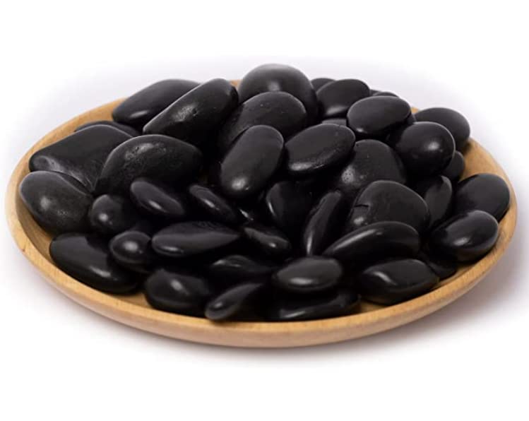NMEINV 2 lb Natural Decorative Black Pebbles - Decorative River Rocks for Bamboo Plants, Fish Tank, Vase Fillers and Fairy Garden(1 to 2 Inch).