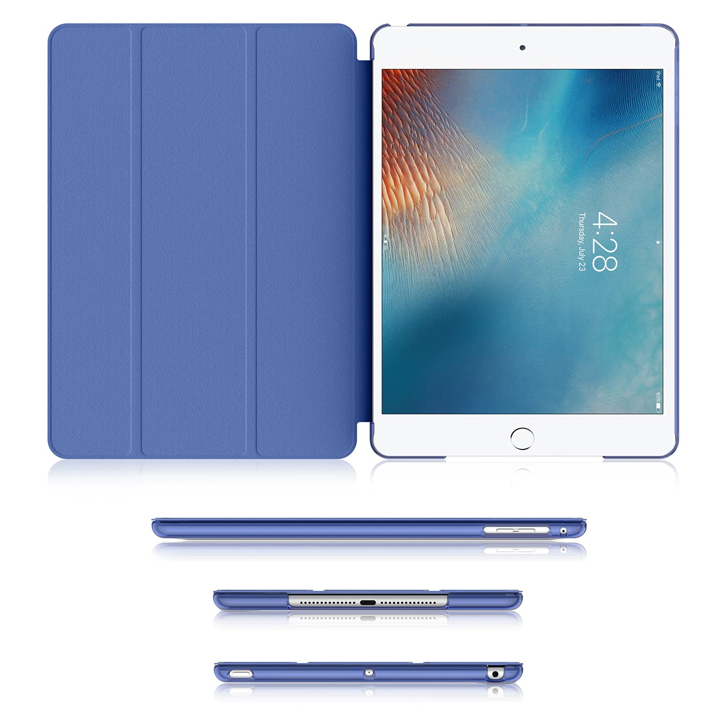 Soke Case for iPad 6th/5th Generation 2018/2017, [Slim Trifold Stand + Auto Wake/Sleep], Premium Protective Hard PC Back Cover for Apple 9.7-Inch iPad Air 2 & Air 1 (Navy)