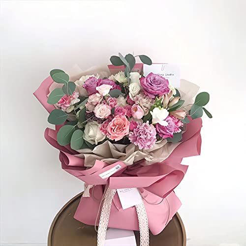 KIMHOME Korean Retro Packaging Waterproof Flower Wrapping Paper Gift Wrapping Flower Shop Bouquet Supplies Roll 23.6 Inch x 32.8 ft (Nude)