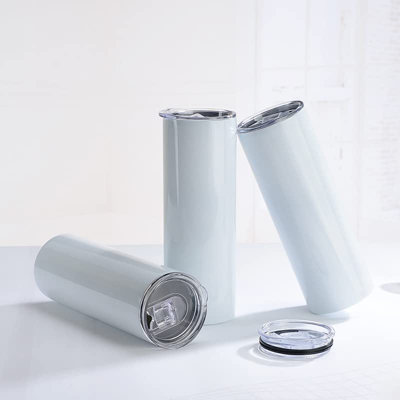 Buwaters 4pack 30 oz Sublimation Tumbler Blank Skinny Straight Stainless Steel Double Wall With Lid and Straw