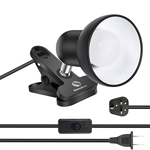 Sun-Rising Clip lamp,360° Rotation Clip on Lamp Portable Book Reading Light,Clamp on Desk/Table/Bunk Bed/Cupboard Home Lighting, (Desk lamp,Seven Colors for Your Choice) Black 2"