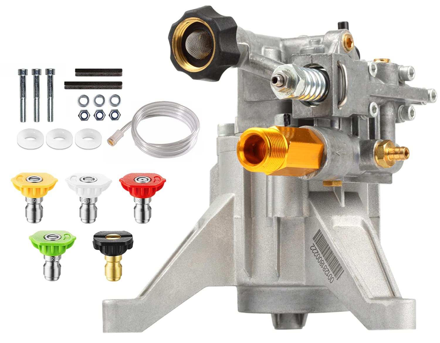 YAMATIC 7/8" Shaft Vertical Pressure Washer Pump 2500 PSI @ 2.2 GPM Replacement Pump for Power Washer, Compatible with Honda GCV160, Troybilt, Craftsman, Ryobi, Rear Facing Inlet/Outlet