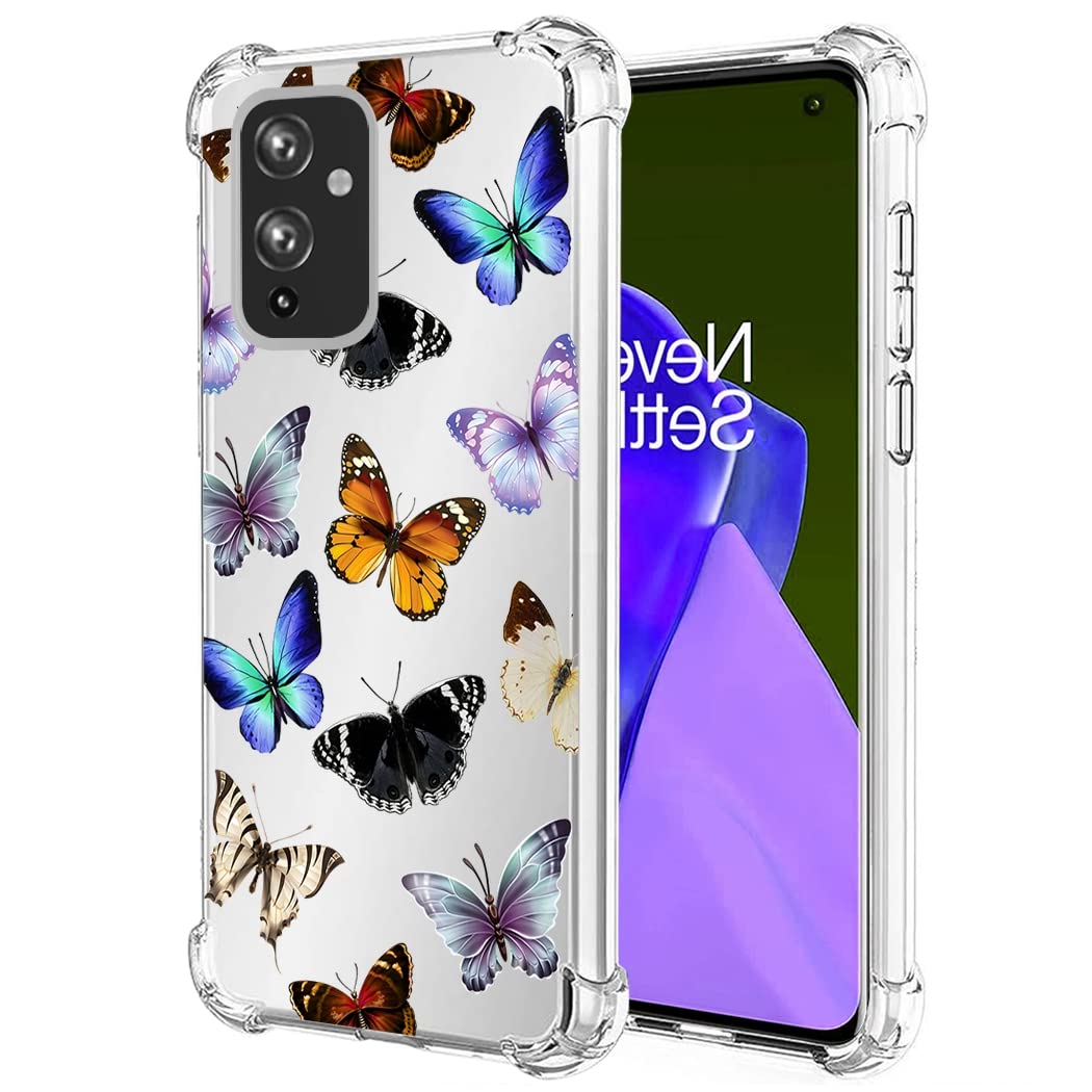 Yerebel Case for OnePlus 9 5G LE2110 Cute Case, Clear Flexible Bumper TPU Soft Rubber Silicone Cover Phone Case for OnePlus 9 (Butterfly)