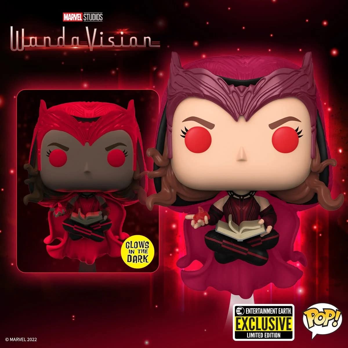 POP Marvel: WandaVision - The Scarlet Witch Glow-in-The-Dark Exclusive Funko Vinyl Figure (Bundled with Compatible Box Protector Case), Multicolored, 3.75 inches