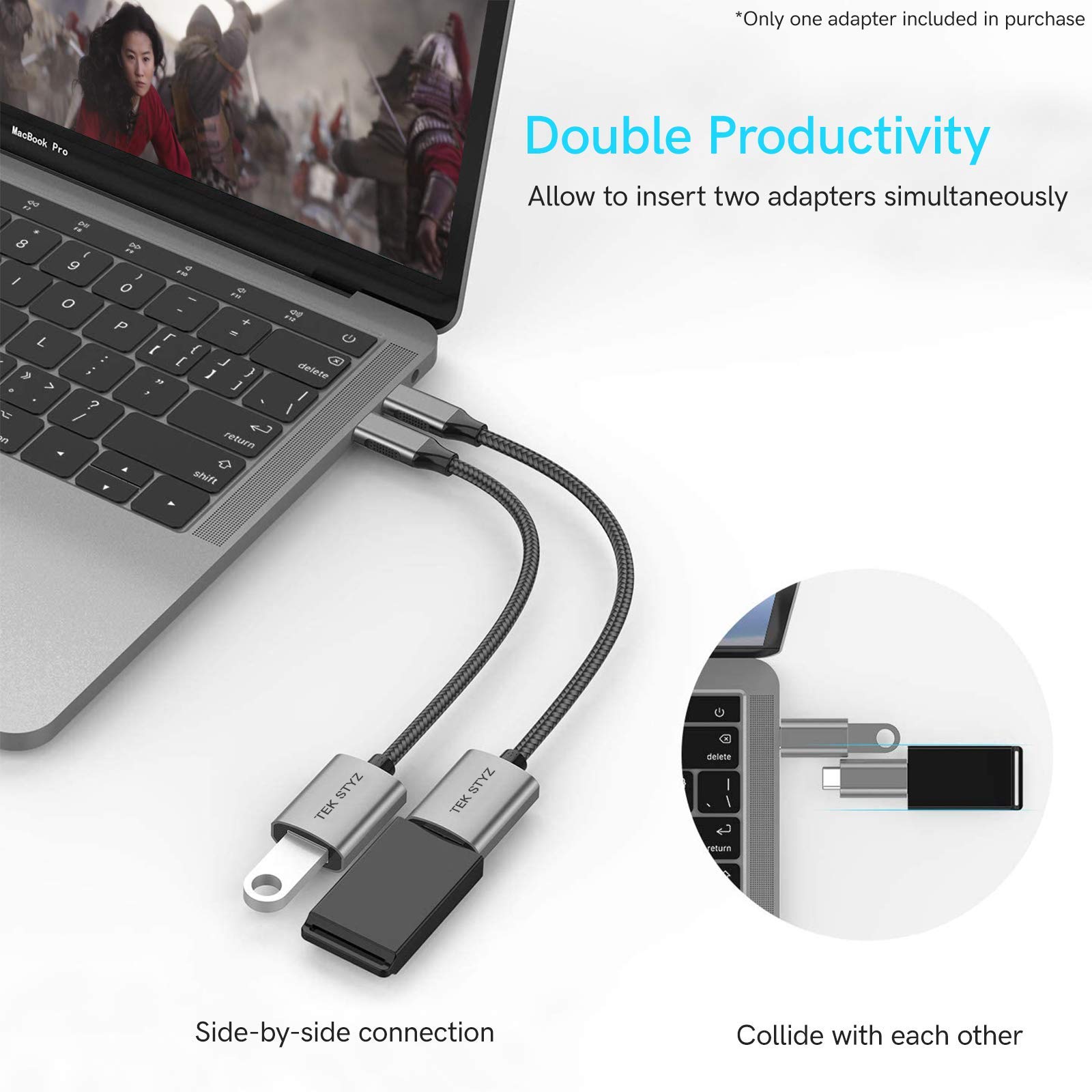Tek Styz USB-C USB 3.0 Adapter Compatible with Microsoft Surface Duo 2 OTG Type-C/PD Male USB 3.0 Female Converter. (5Gbps)