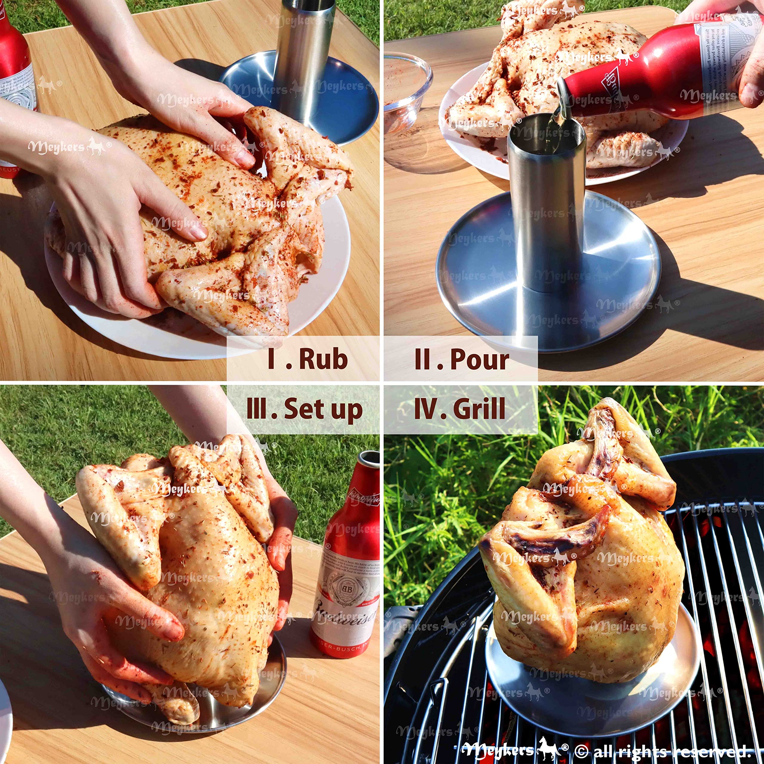 Meykers Beer Can Chicken Stand [New Upgraded] for Grill Smoker Oven | Vertical Beer Butt Chicken Holder Roaster | Made of 304 Stainless Steel Dishwasher Safe | BBQ Rack Barbeque Accessories (1 Pack)
