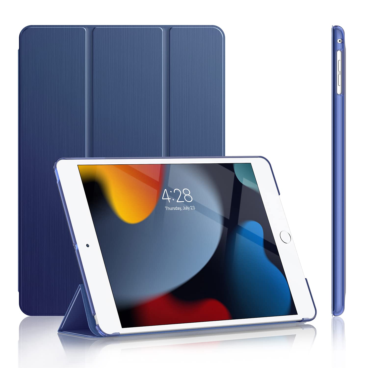 Soke Case for iPad 6th/5th Generation 2018/2017, [Slim Trifold Stand + Auto Wake/Sleep], Premium Protective Hard PC Back Cover for Apple 9.7-Inch iPad Air 2 & Air 1 (Navy)