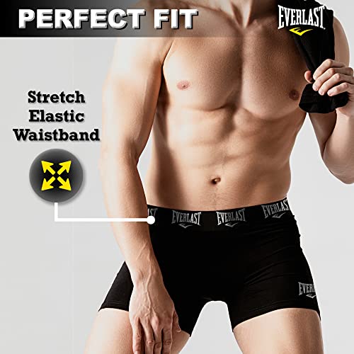 Everlast Cotton Men’s Boxer Brief, Men’s Underwear Boxer Briefs, Soft & Comfortable Waistband, Anti-Chafing (US, Alpha, Medium, Regular, Regular, 6, Black)