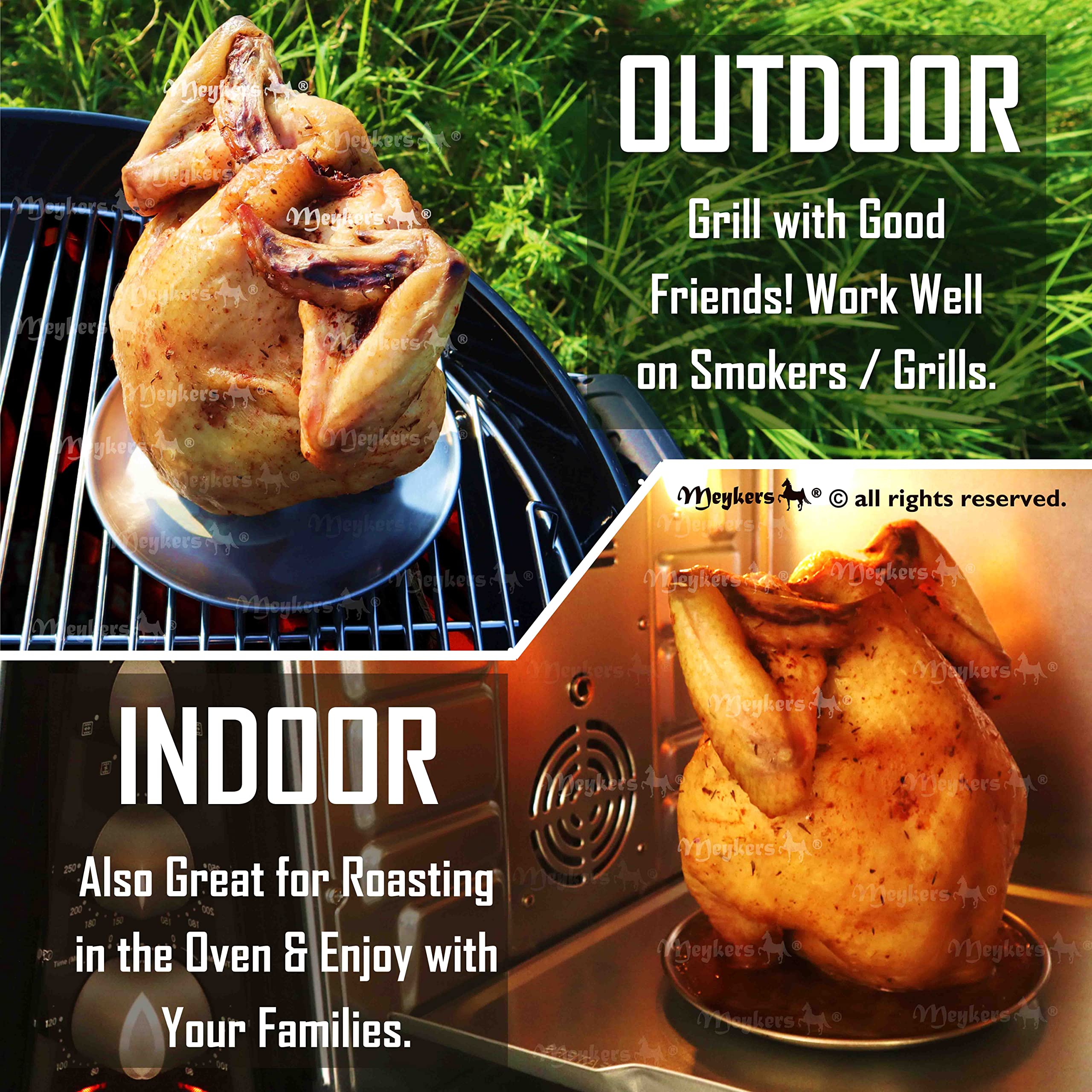 Meykers Beer Can Chicken Stand [New Upgraded] for Grill Smoker Oven | Vertical Beer Butt Chicken Holder Roaster | Made of 304 Stainless Steel Dishwasher Safe | BBQ Rack Barbeque Accessories (1 Pack)