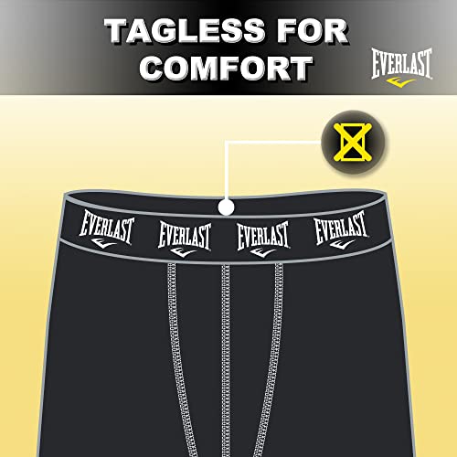 Everlast Cotton Men’s Boxer Brief, Men’s Underwear Boxer Briefs, Soft & Comfortable Waistband, Anti-Chafing (US, Alpha, Medium, Regular, Regular, 6, Black)