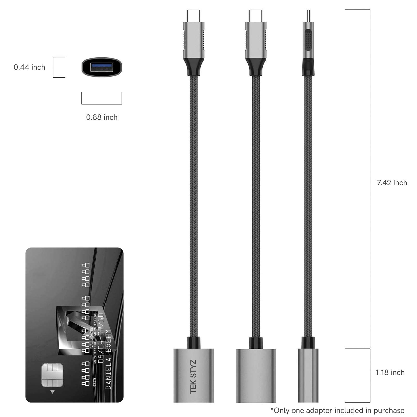Tek Styz USB-C USB 3.0 Adapter Compatible with Microsoft Surface Duo 2 OTG Type-C/PD Male USB 3.0 Female Converter. (5Gbps)