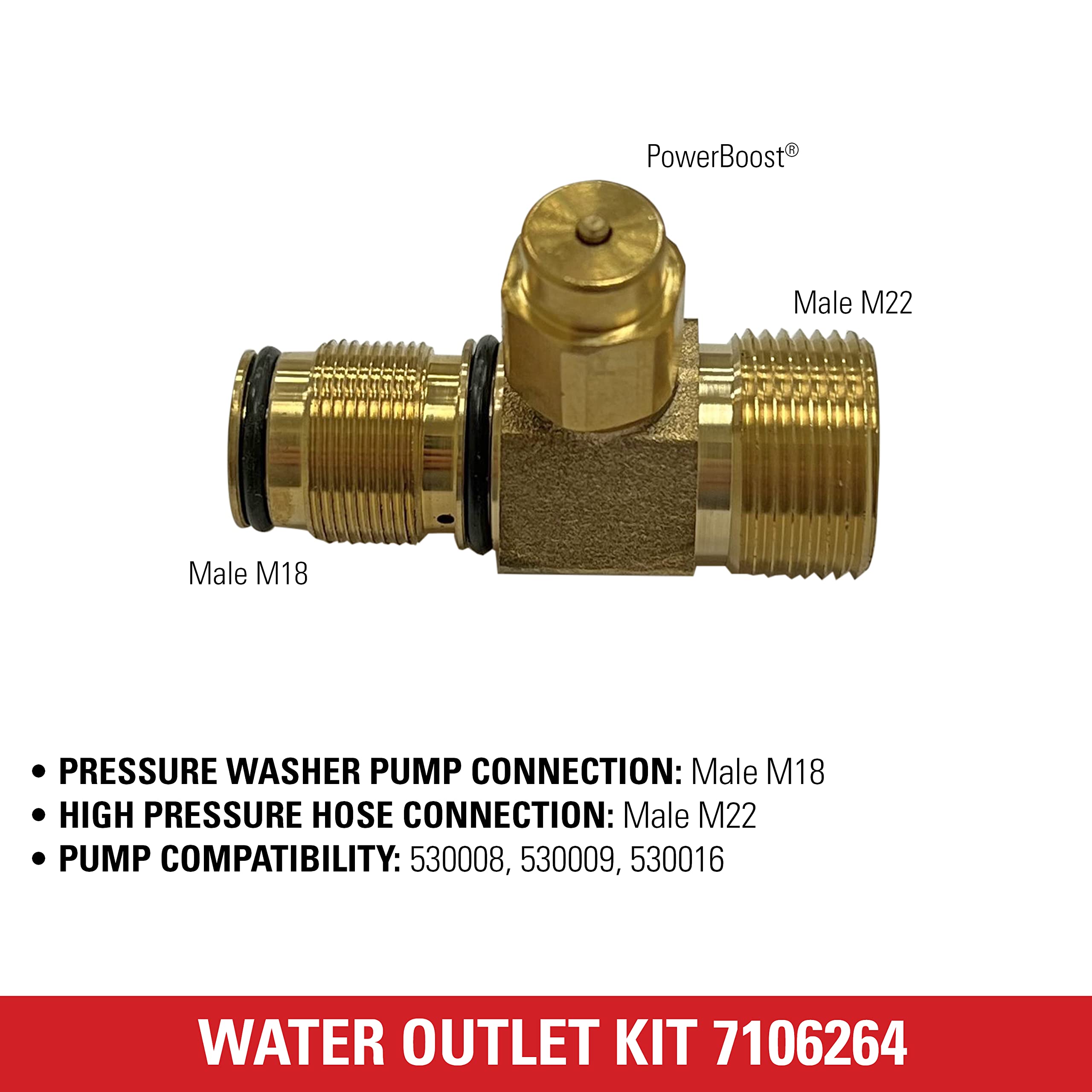 Simpson Cleaning 7106264 Replacement Water Outlet Kit for AAA Pressure Washer Pumps, M22, Gold