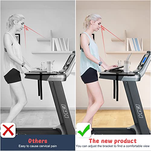 Natheeph Treadmill Desk Attachment Treadmill Laptop Holder Height Multi-Stage Adjustable Treadmill Desk for Notebooks, Tablets, Laptops, and More, with Non-Slip Pads and Nylon Strap (Adjustable Grey)