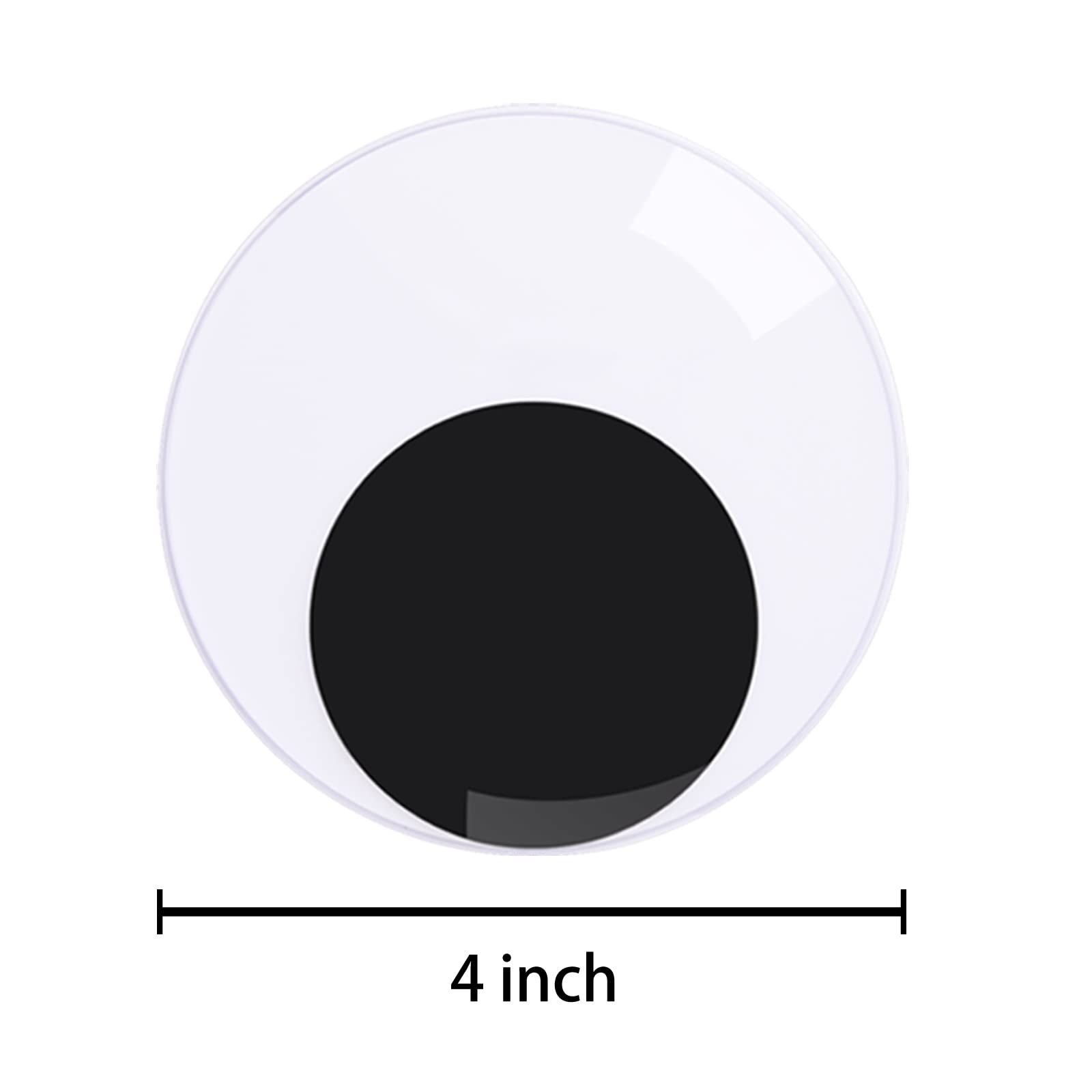 Hapeper 4 Inch Giant Wiggle Eyes with Self Adhesive, Big Black Plastic Eye for DIY Crafts Furniture Door Halloween Decoration, 6 Pack