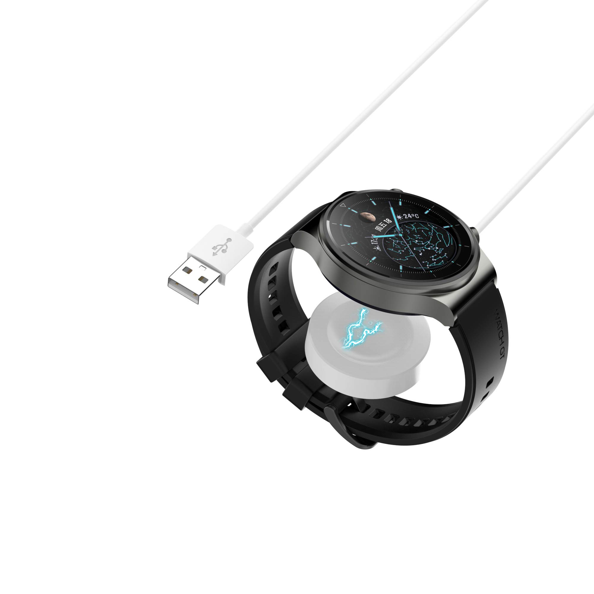 FitTurn Compatible with Huawei Watch Ultimate/GT3/GT Runner/watch3 Pro New/GT2 PRO/GT3 Pro/Watch D Charger Charging Cable -2 Pack 3.3FT Replacement Charging Cradle Adapter Dock for GT3 Smartwatch